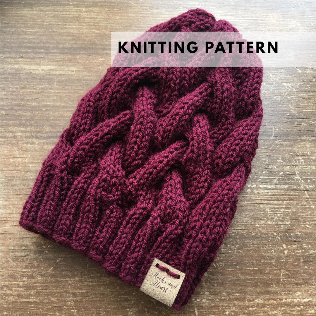 Cable Knit Hat Pattern | Easy Knit Hat Pattern | Beginner Knit Hat ...