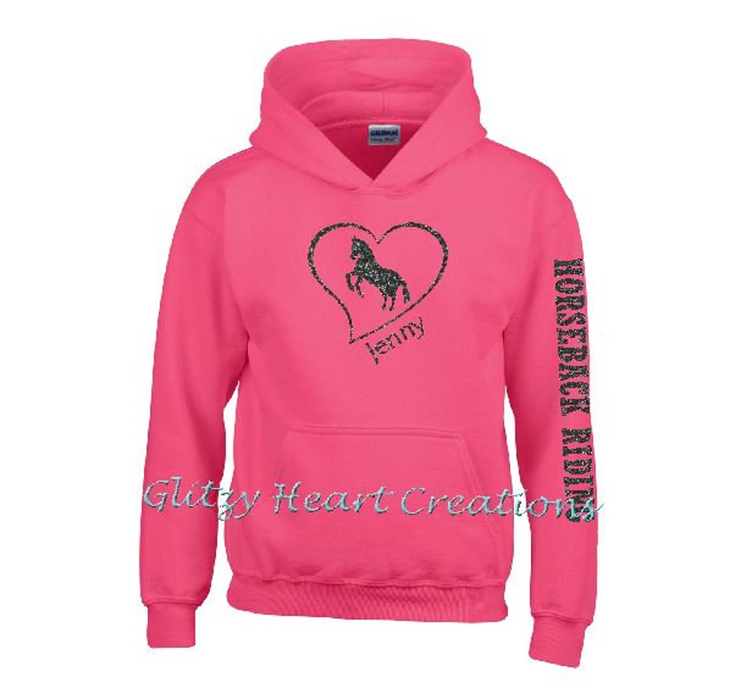 Personalized Girls Hoodie, Horse Design Hoodie, Horseback Riding ...
