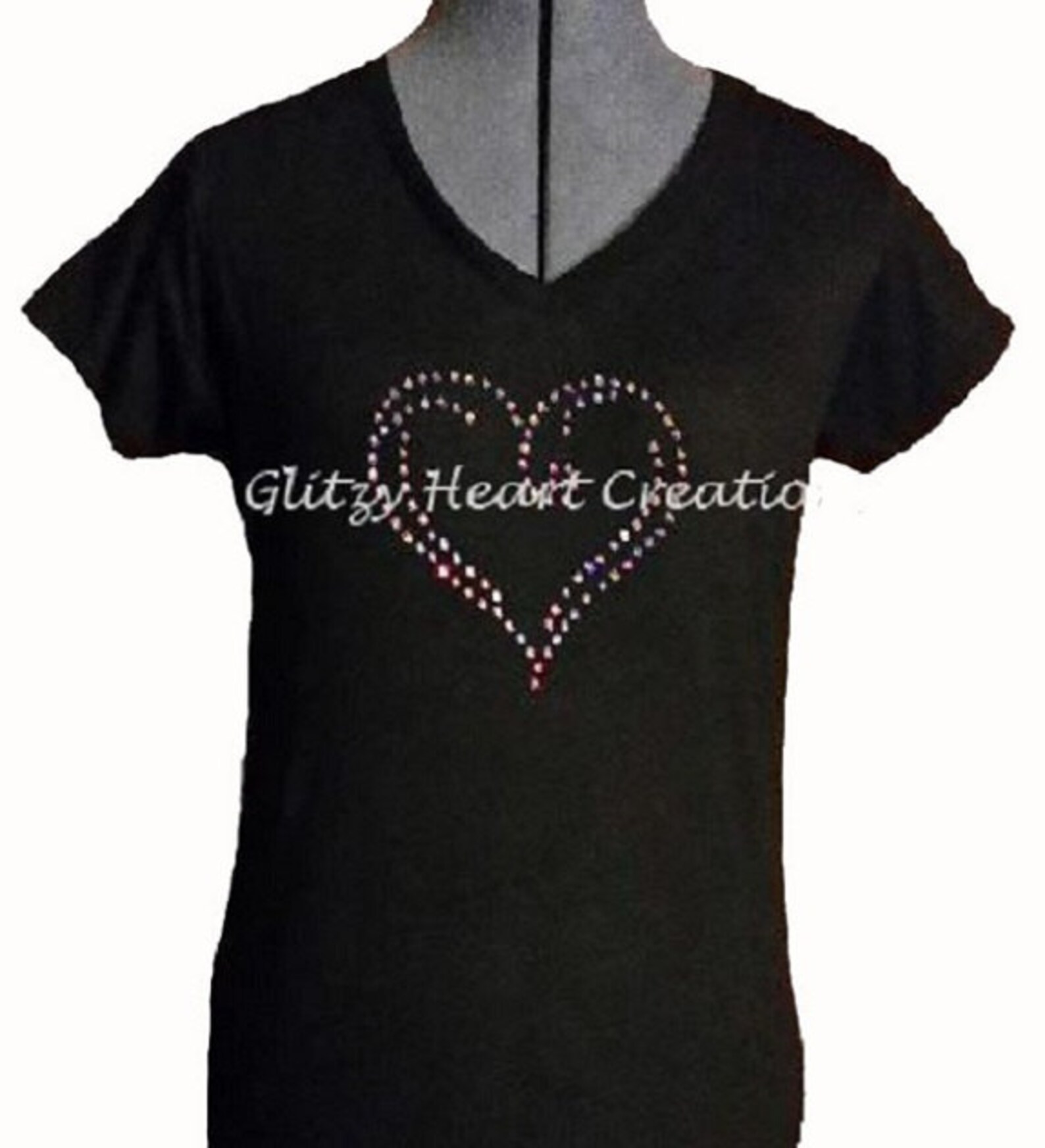 Rhinestone T-shirt Swirly Heart Design Women's Tee - Etsy Canada