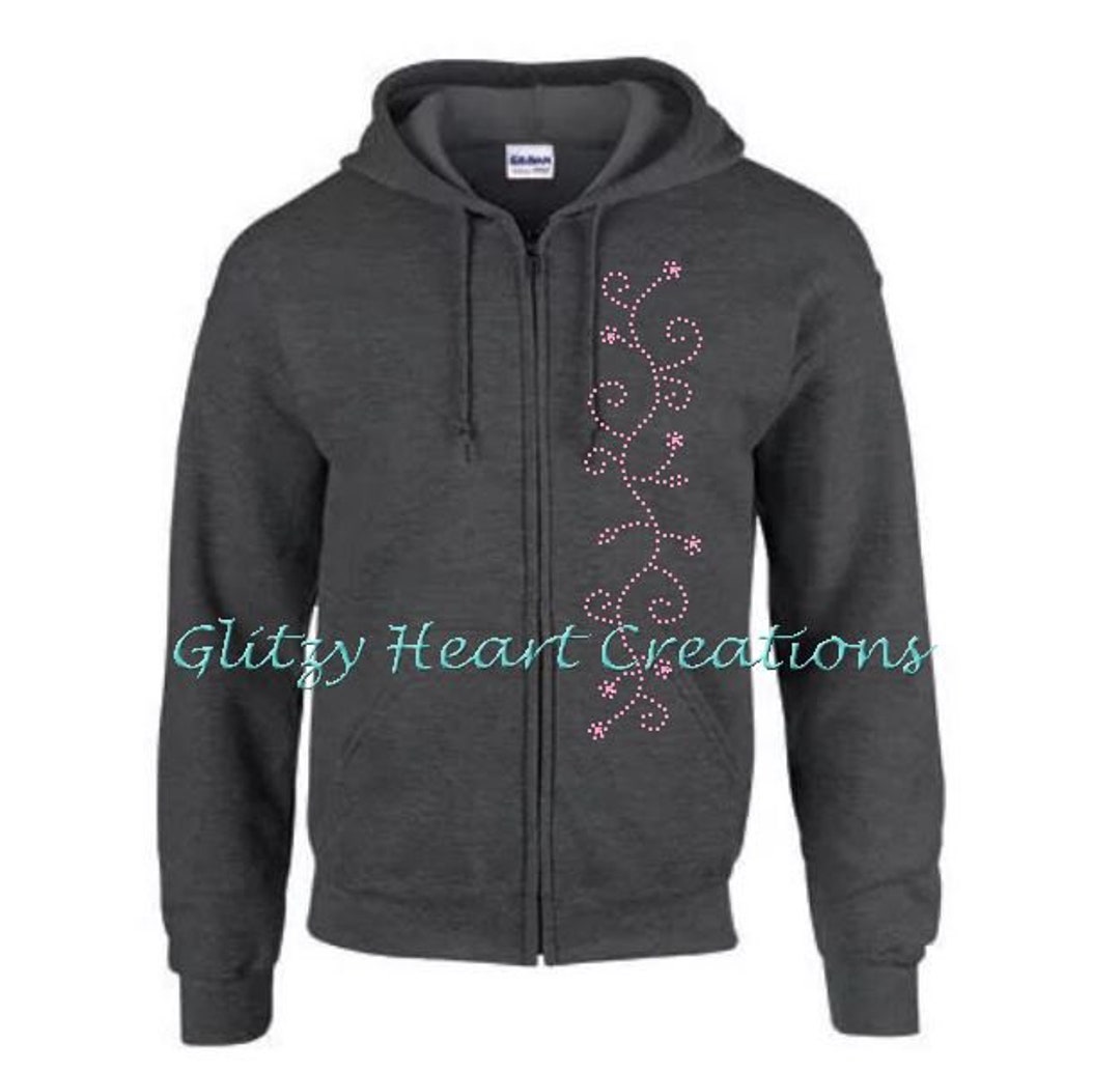 Rhinestone Hoodie, Ladies Hoodie, Rhinestone Zip Hoodie, Rhinestone ...