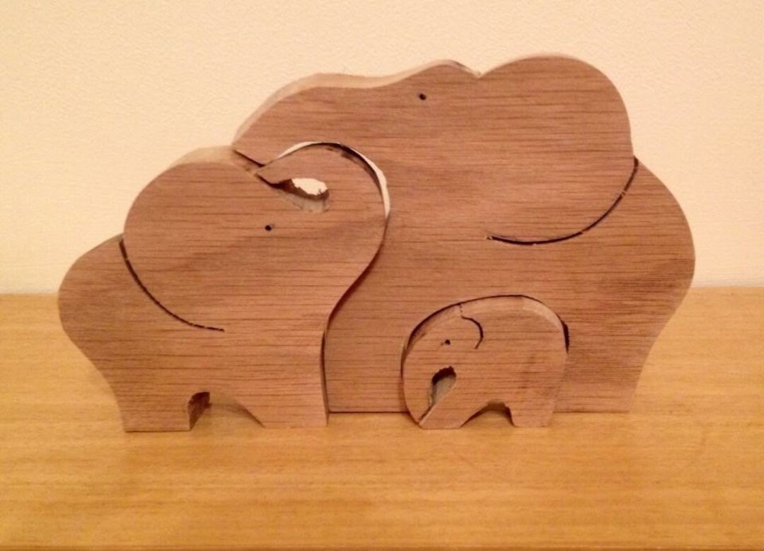 Wooden Elephant Puzzle Made From Oak - Etsy