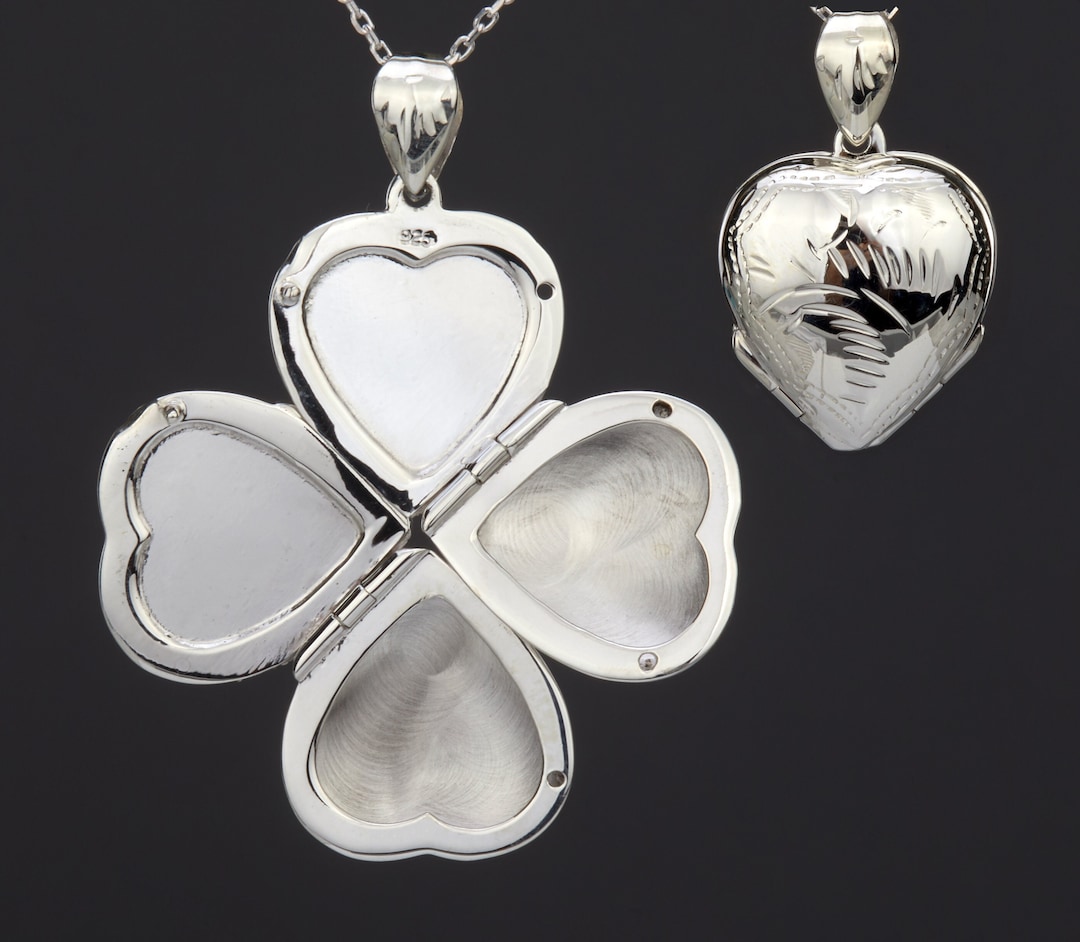 Four Photos Sterling Silver Heart Locket,memorial Heart Locket With ...