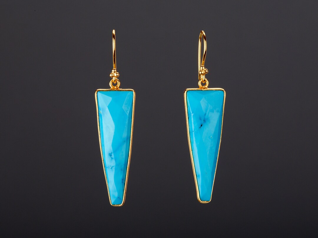 Long Triangle Turquoise Earring,drop Dangle Turquoise Earring,dec ...