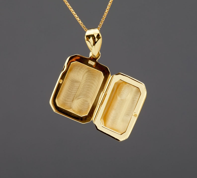 Gold Vermeil Rectangle Box Locket With Photo,custom Engrave,victorian ...
