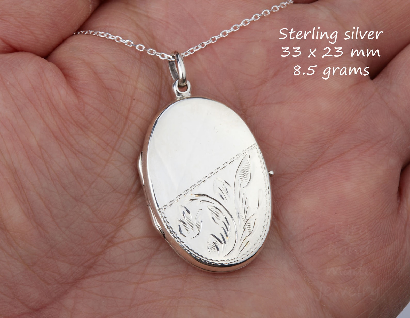 Large Sterling Silver Oval Locket With Photocustom Engraved - Etsy