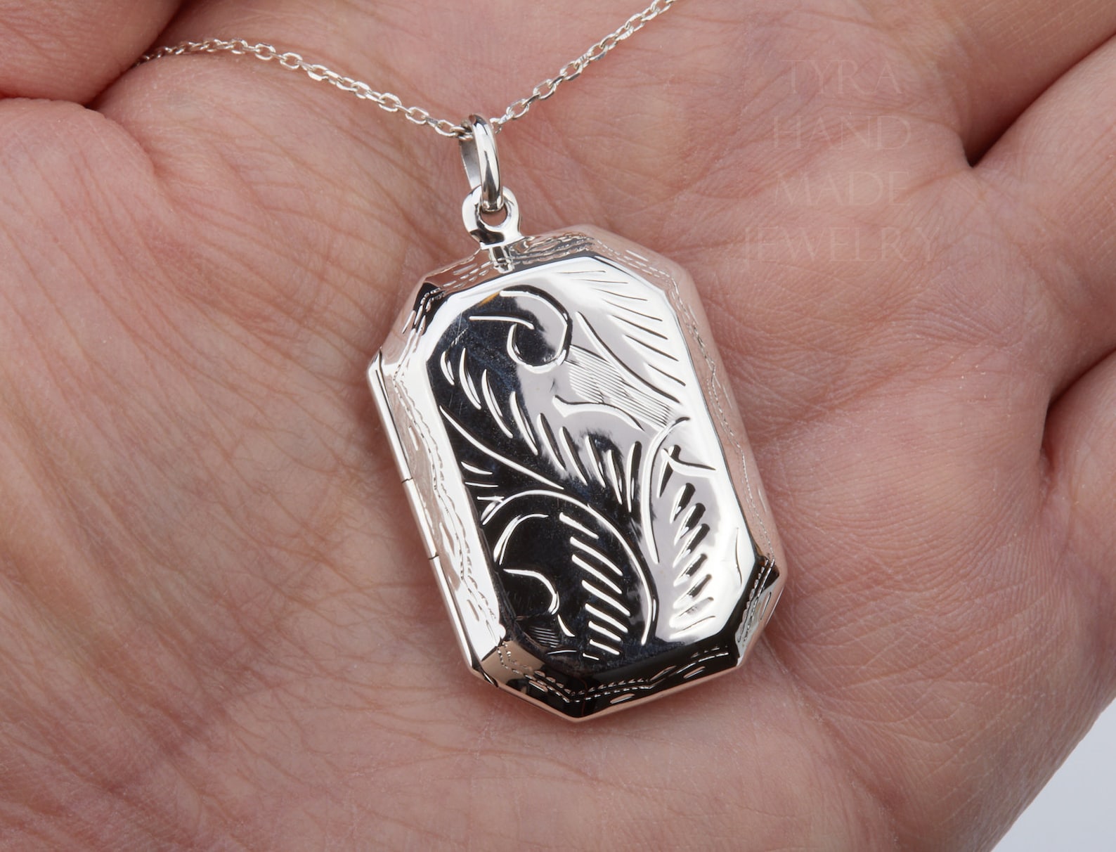 Very large sterling silver rectangle locket with photoAntique | Etsy