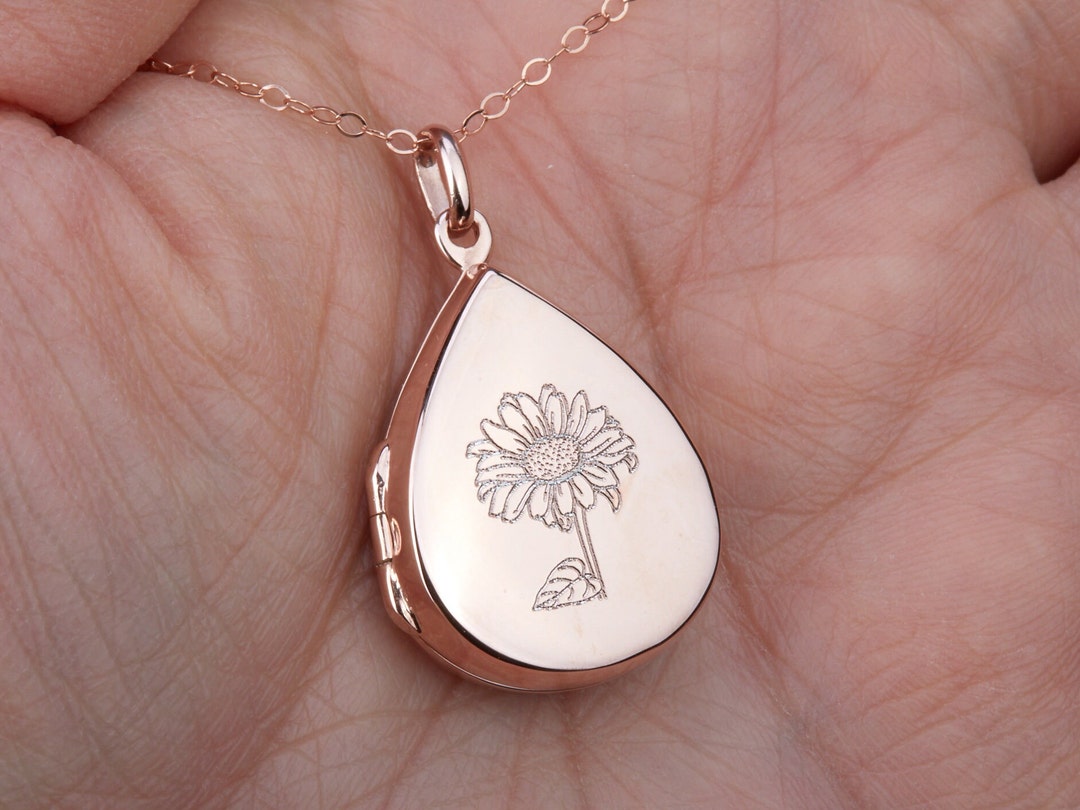 Waterdrop Photo Locket With Photo,teardrop Locket,custom Engraved ...