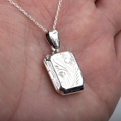 Sterling Silver Rectangle Locket With Photoantique Victorian | Etsy