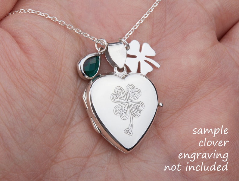 Engraved Heart Locket With Photo,sterling Silver Locket Necklace,celtic ...