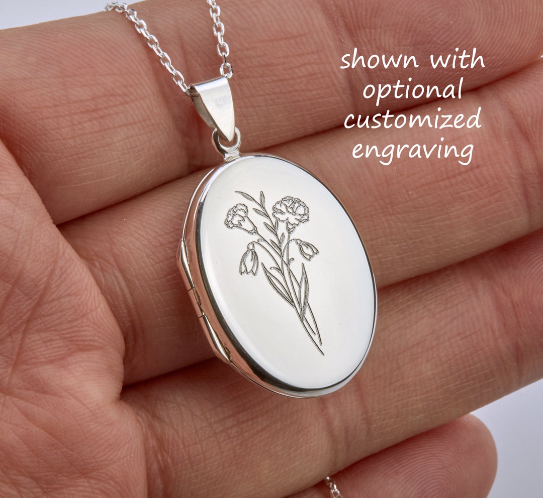 Quarter Size Sterling Silver Oval Locket With Photo,custom Engraving ...