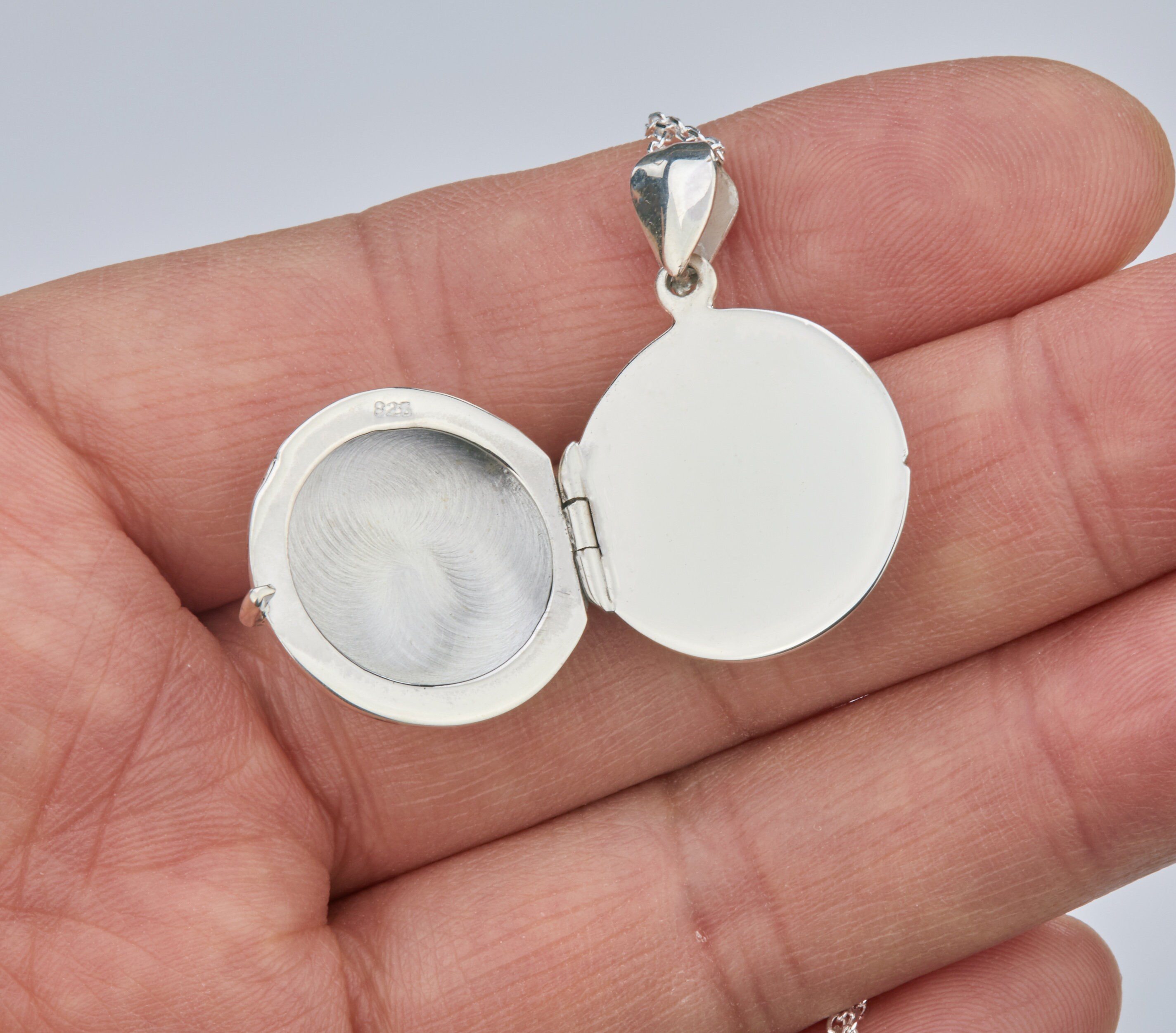 Sterling Silver Round Cremation Urn Locket With Photo and Engraving ...
