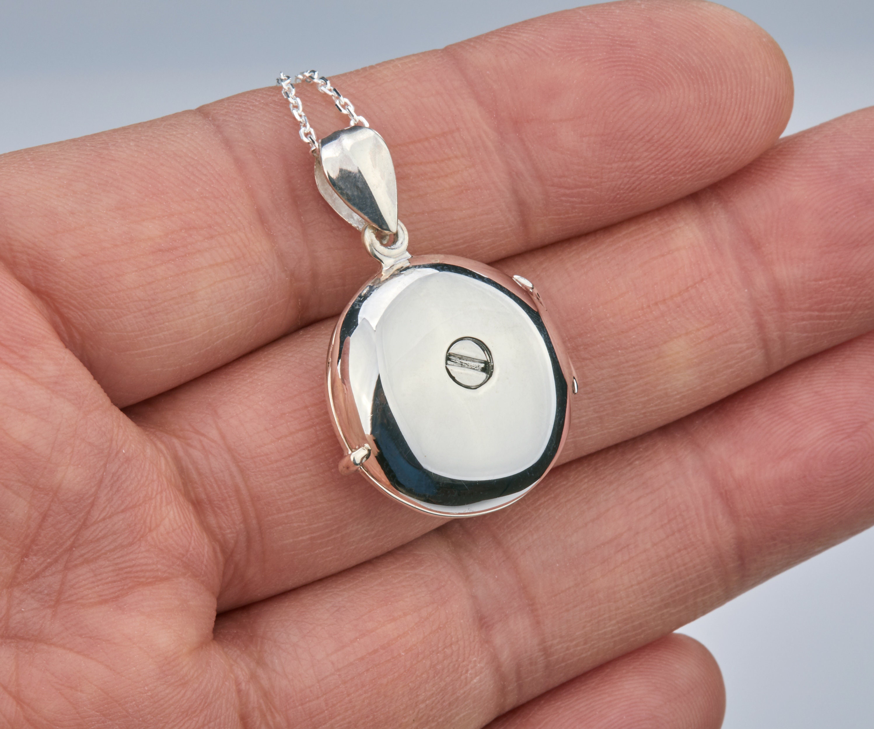 Sterling Silver Round Cremation Urn Locket With Photo and Engraving ...