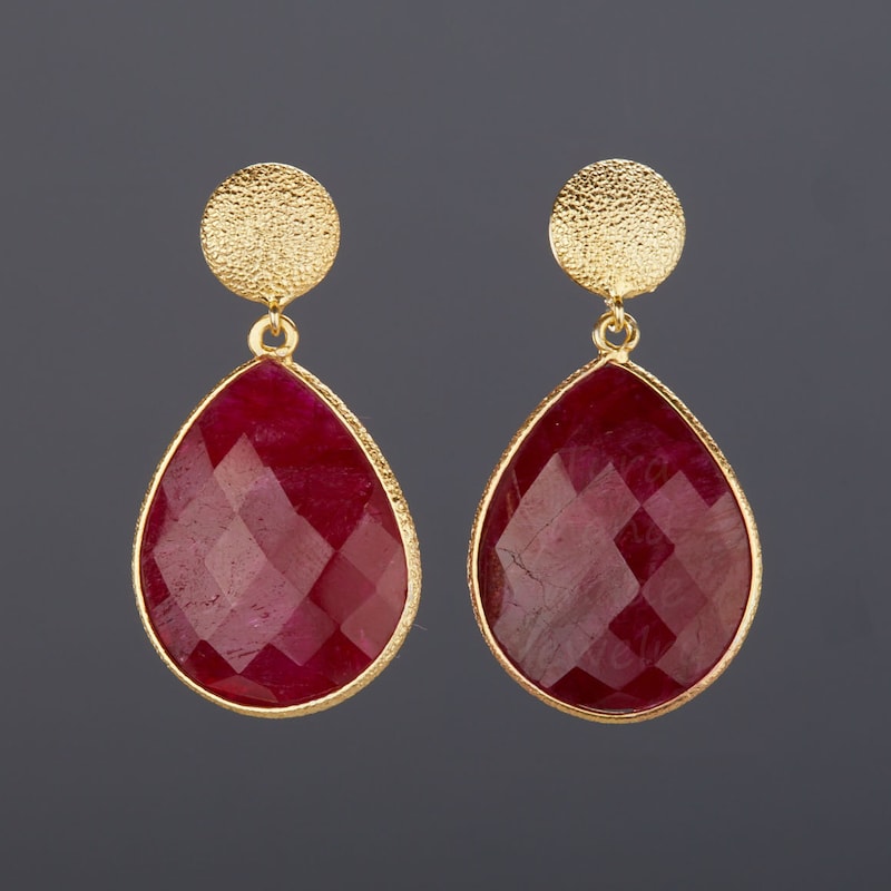 Red Ruby Earrings - Etsy