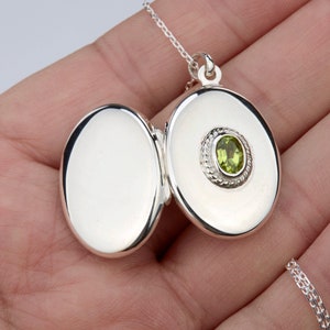 Peridot Set on Sterling Silver Oval Locket With Photo,custom Engraving ...