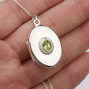 Peridot Set on Sterling Silver Oval Locket With Photo,custom Engraving ...