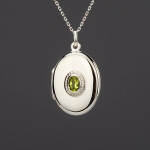 Peridot Set on Sterling Silver Oval Locket With Photo,custom Engraving ...