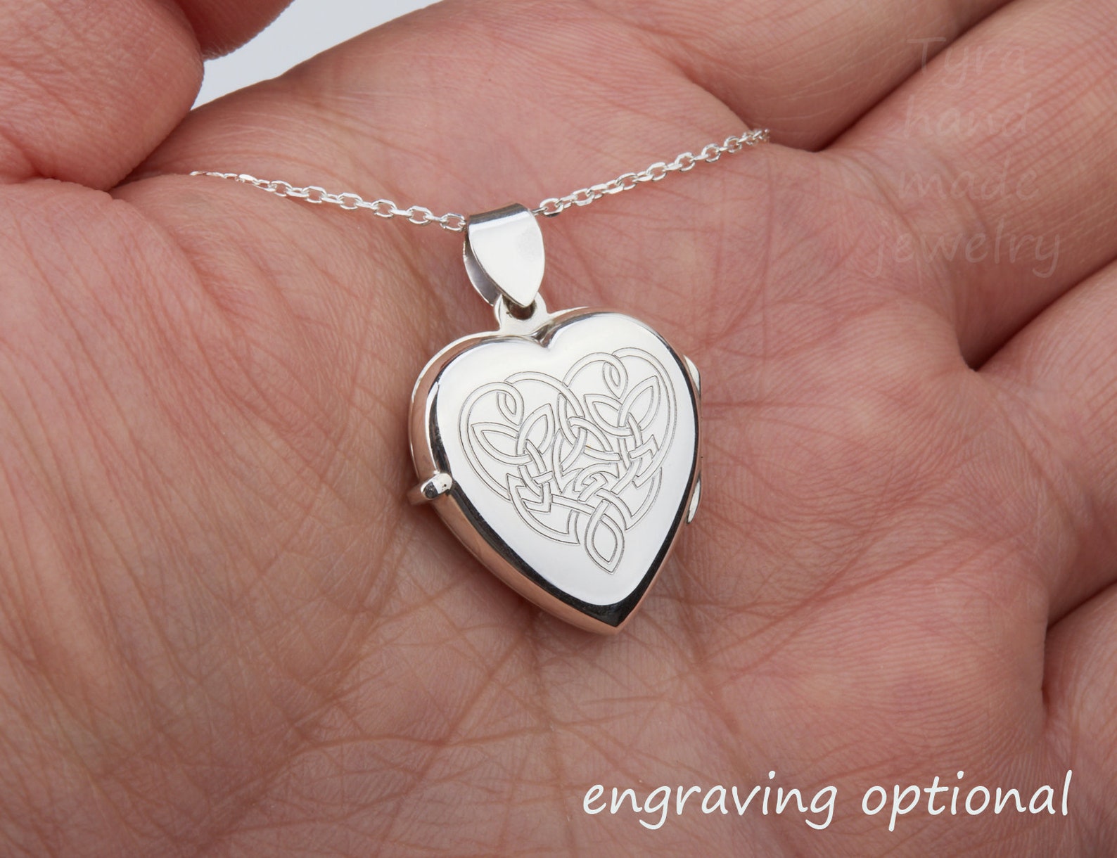 Engraved Heart Locket With Photo,sterling Silver Locket Necklace,celtic ...