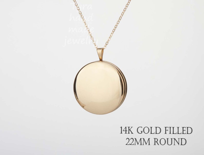 14K Gold Filled Round Photo Locket,custom Engraving,memorial Locket ...