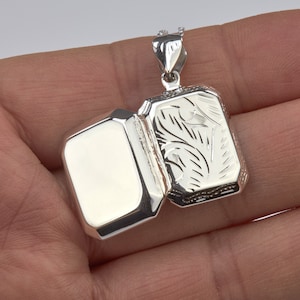 Sterling Silver Rectangle Locket With Photo,antique Victorian Etched ...