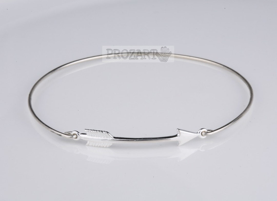 Sterling Silver Arrow Wire Bangle,arrow Charm Bracelet,protection Arrow ...