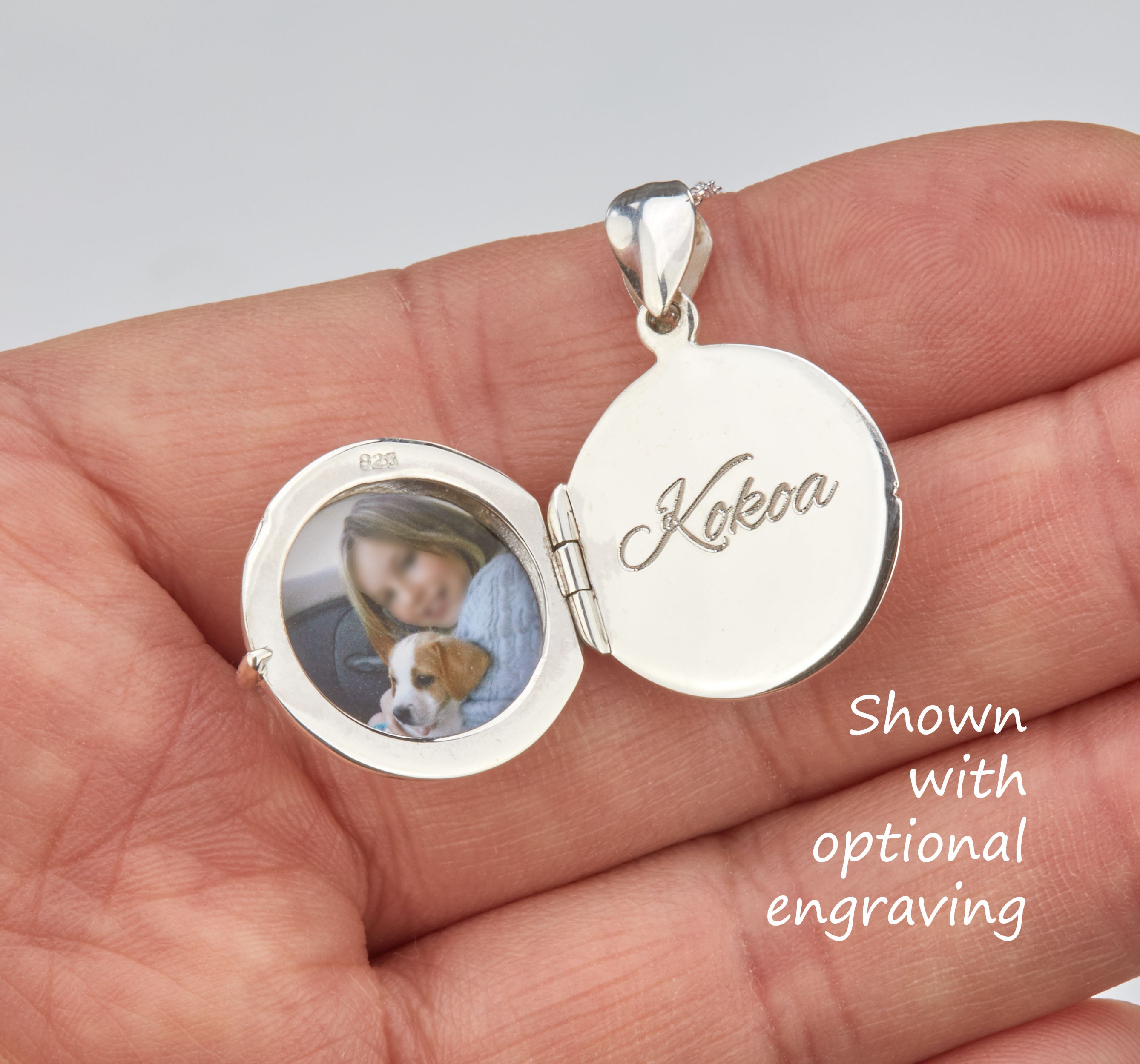Sterling Silver Round Cremation Urn Locket With Photo and Engraving ...