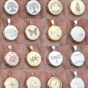 14K Gold Filled Round Photo Locket,custom Engraving,memorial Locket ...