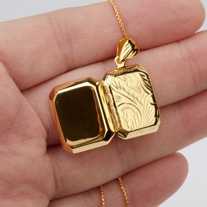 Gold Vermeil Rectangle Box Locket With Photo,custom Engrave,victorian ...