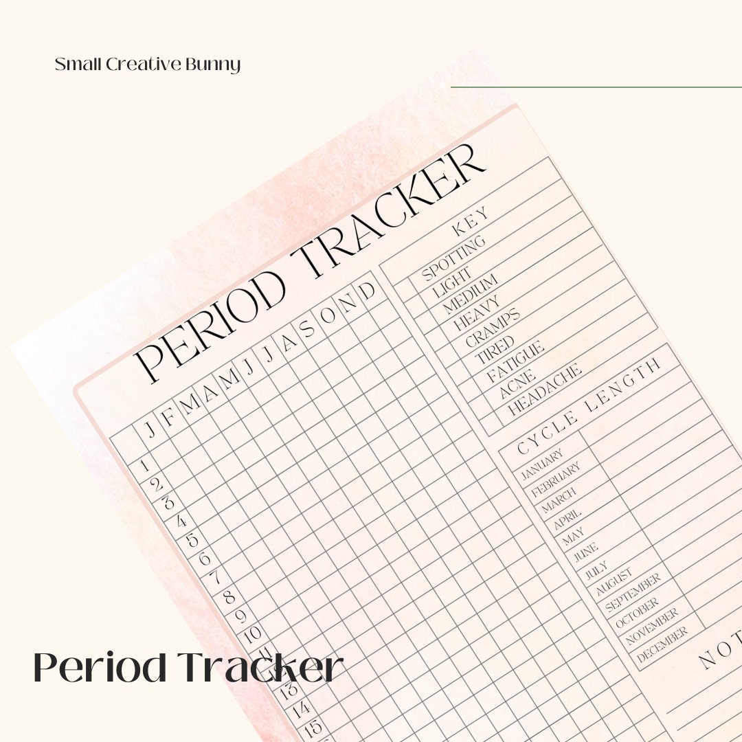 Printable Easy Period Tracker for Girls, Printable Monthly Period ...