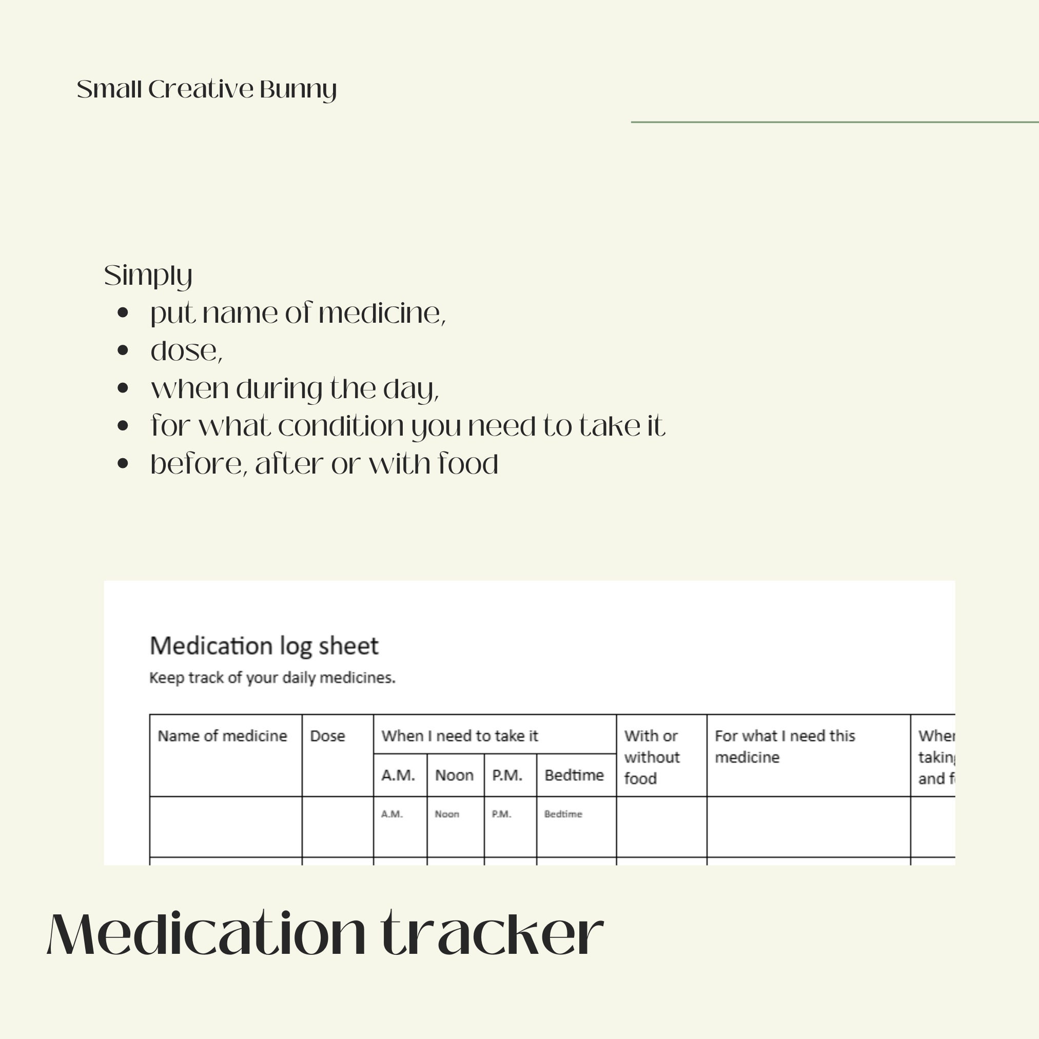 Medication Log, Keep Track on Your Medicines, Medication Tracker, Track ...