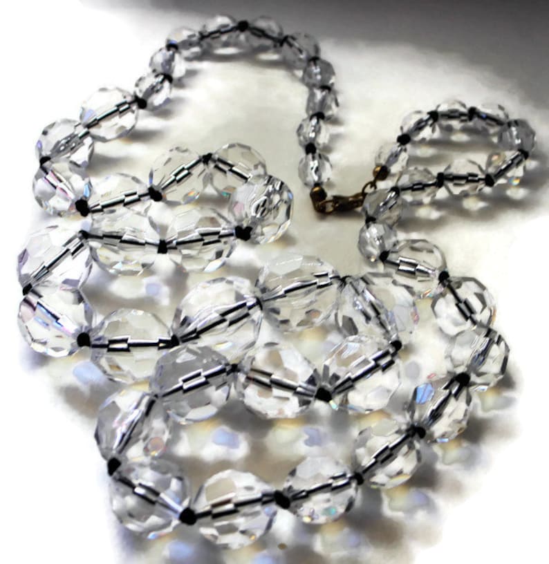 Long Single Rope of Clear Lucite Faceted Crystal Beads - Etsy