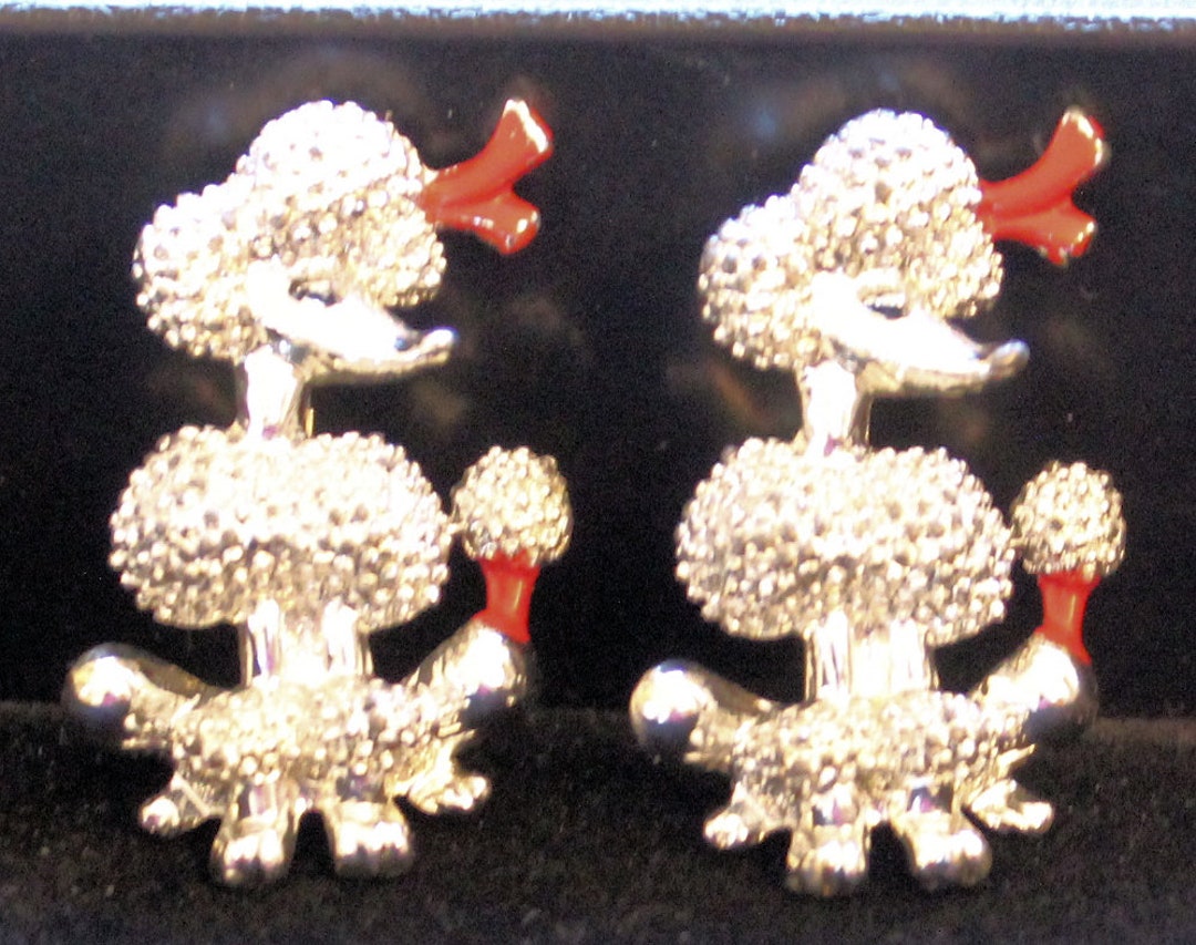 Scatter Pair of Poodle Dog Pins 1950’s - Etsy
