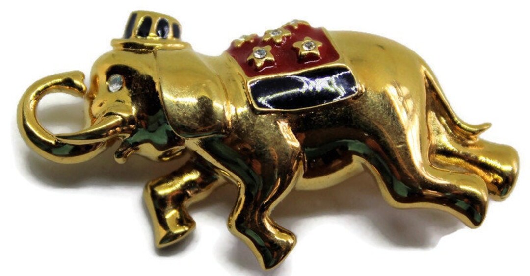 MONET Patriotic Elephant Brooch Pin - Etsy