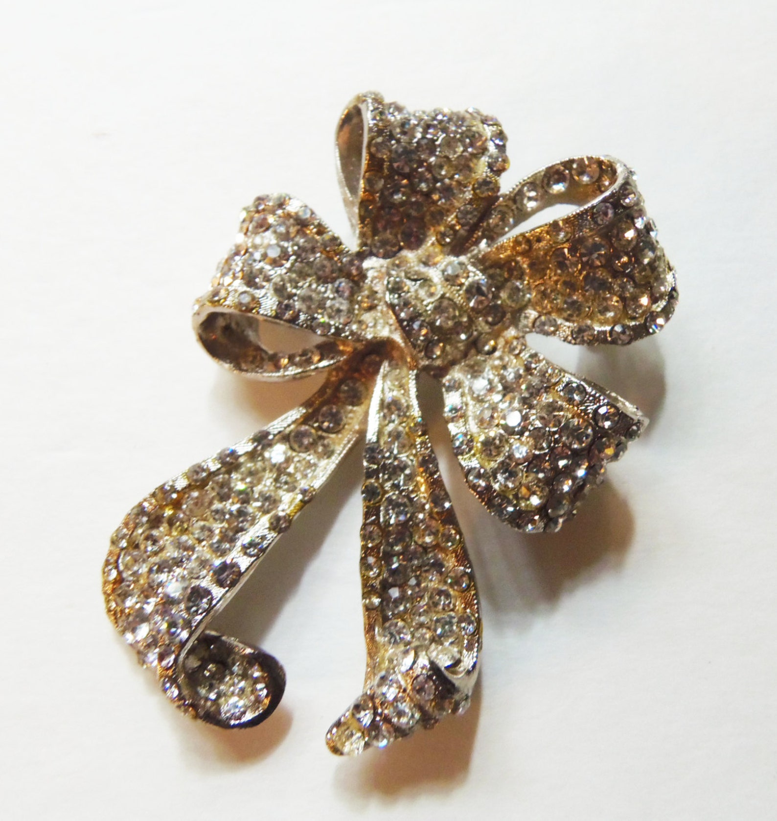 Barrera Silver Rhinestone Bow Brooch/pin Vintage 1980 Jose and Maria ...