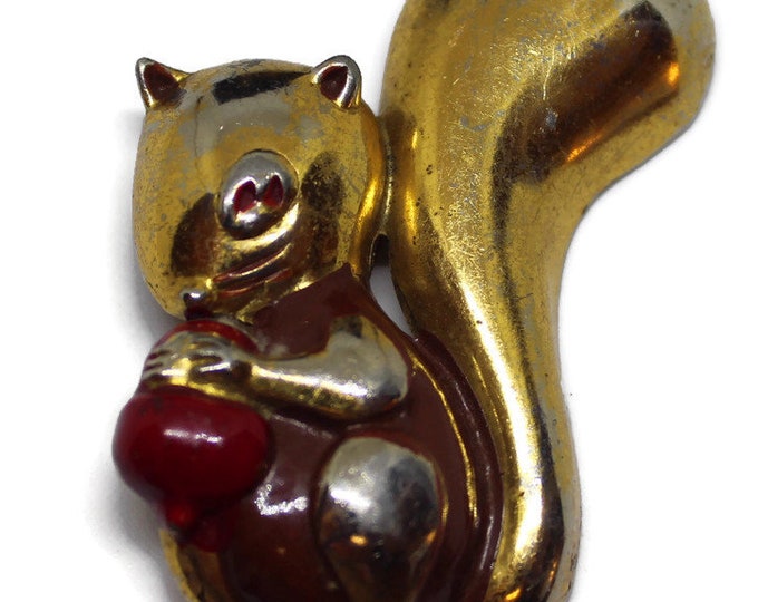 Vintage Gold Squirrel With Acorn Brooch/pin 1940 Fall Harvest Autumn - Etsy