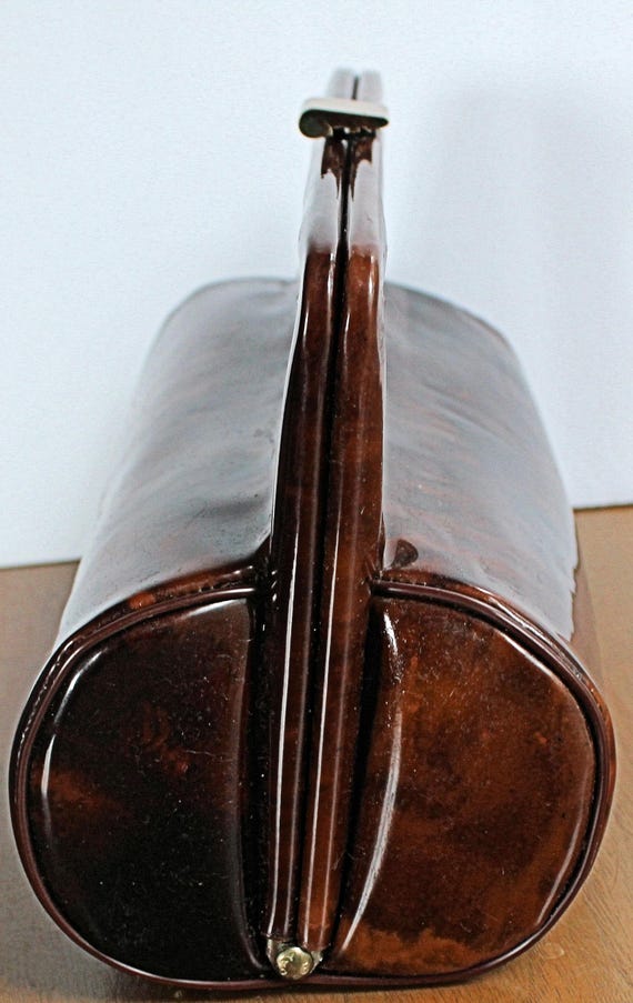 Vintage 1960 tortoise shell patent leather clutch han… - Gem