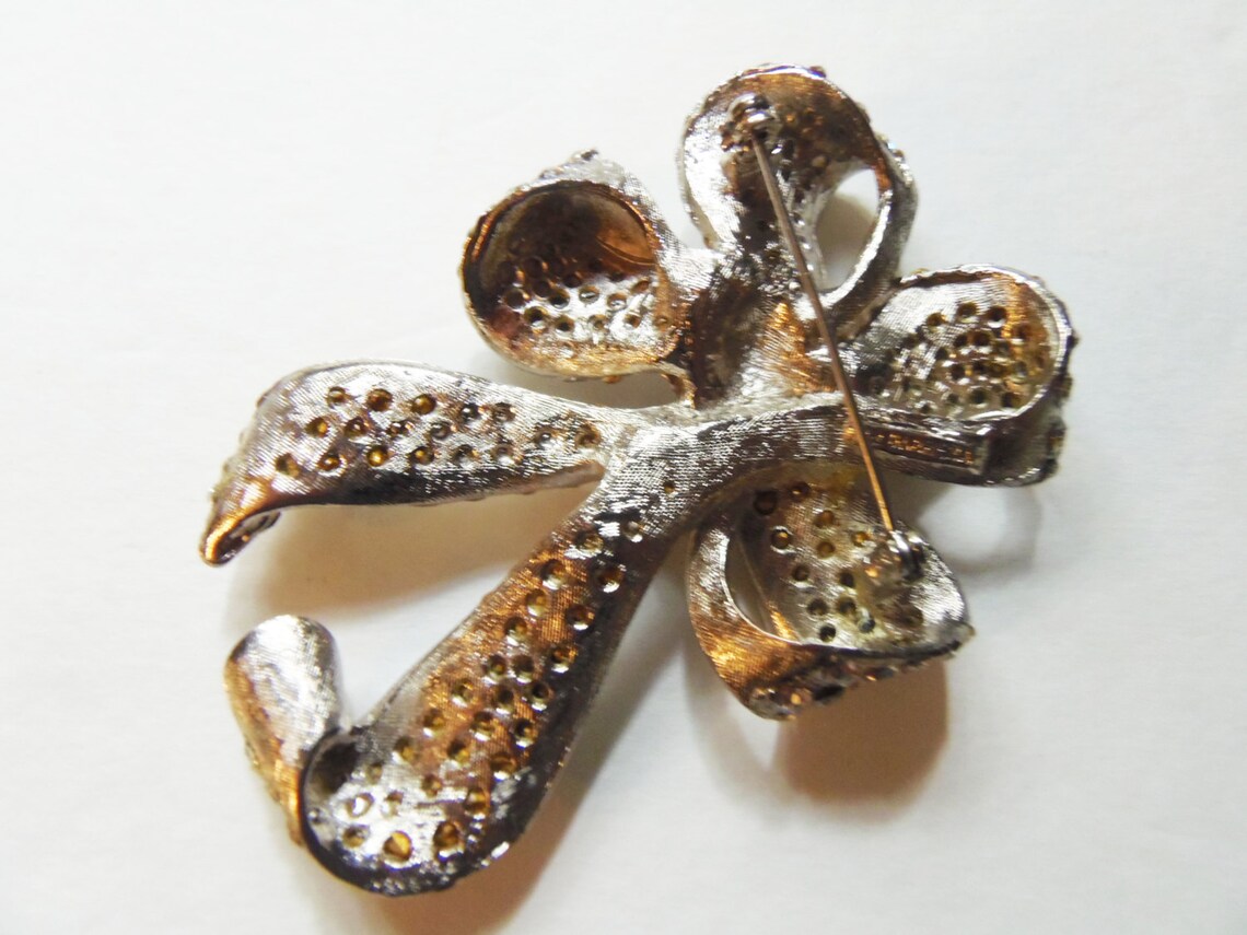 Barrera Silver Rhinestone Bow Brooch/pin Vintage 1980 Jose and Maria ...