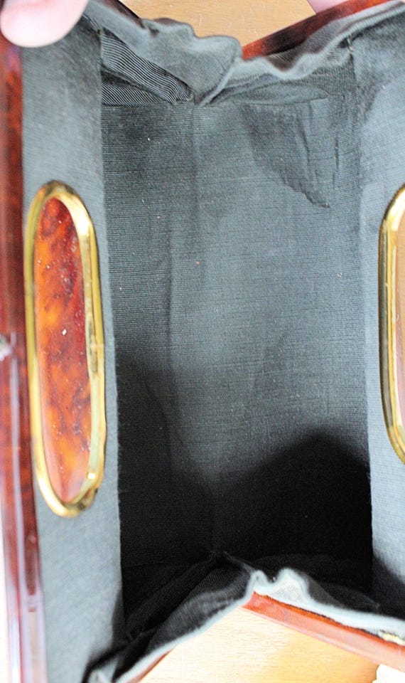 Vintage 1960 tortoise shell patent leather clutch han… - Gem