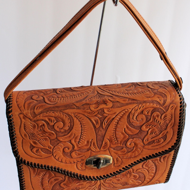 Tooled Leather Handbag - Etsy