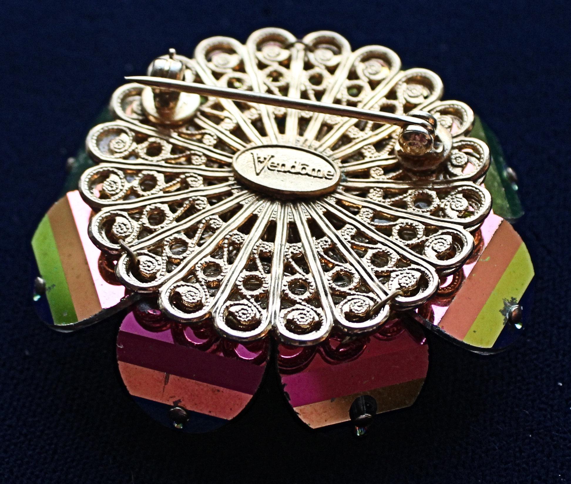 Vendome End of Day Crystal Brooch /pin 1960s Jewelry - Etsy
