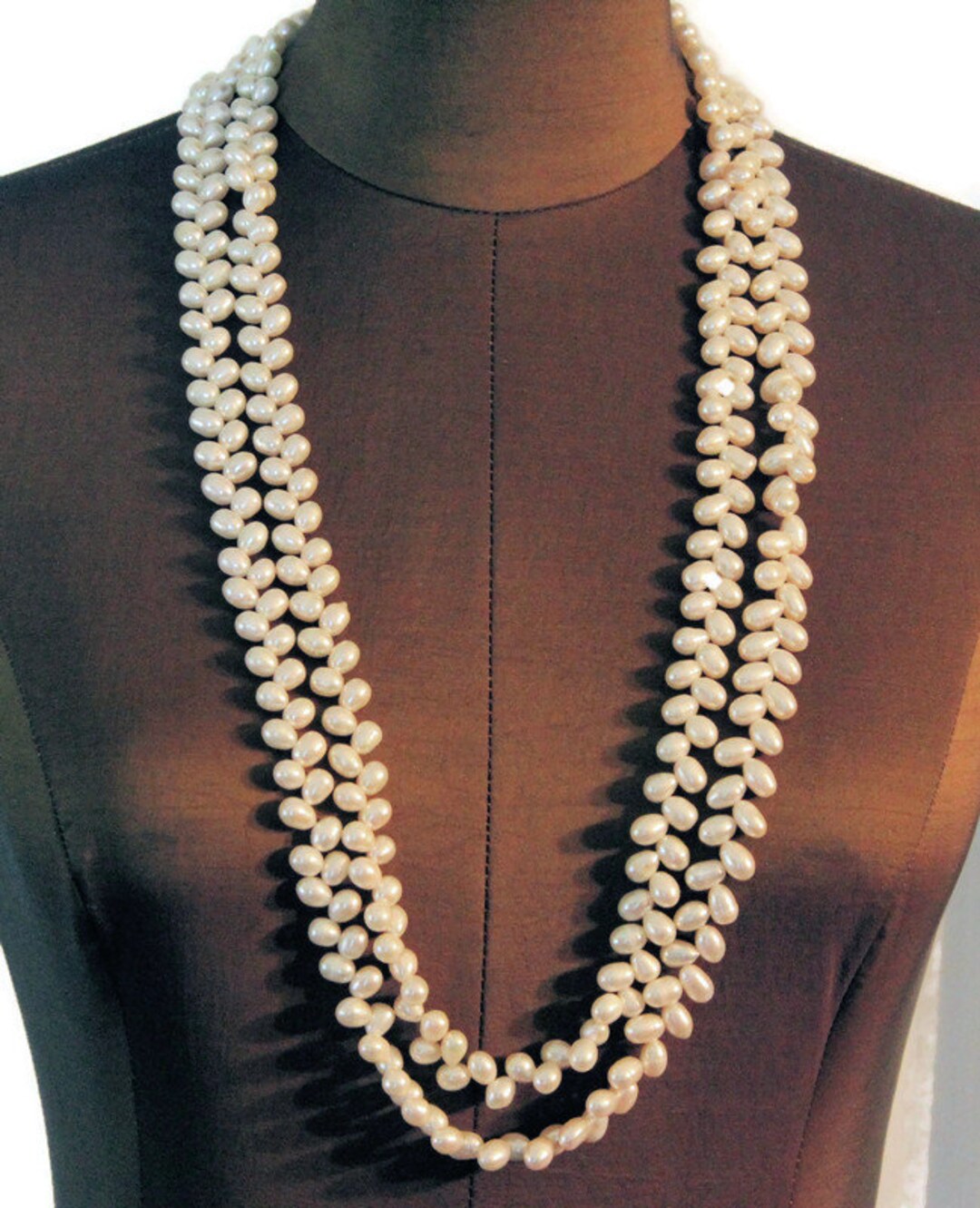 Magnificent Long Single Strand of White Freshwater Pearls Bridal ...