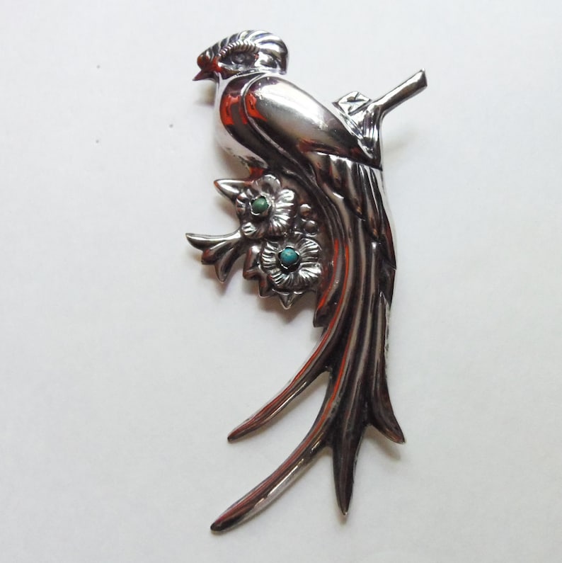 Large Parrot Pin/brooch Turquoise Sterling Silver Vintage - Etsy
