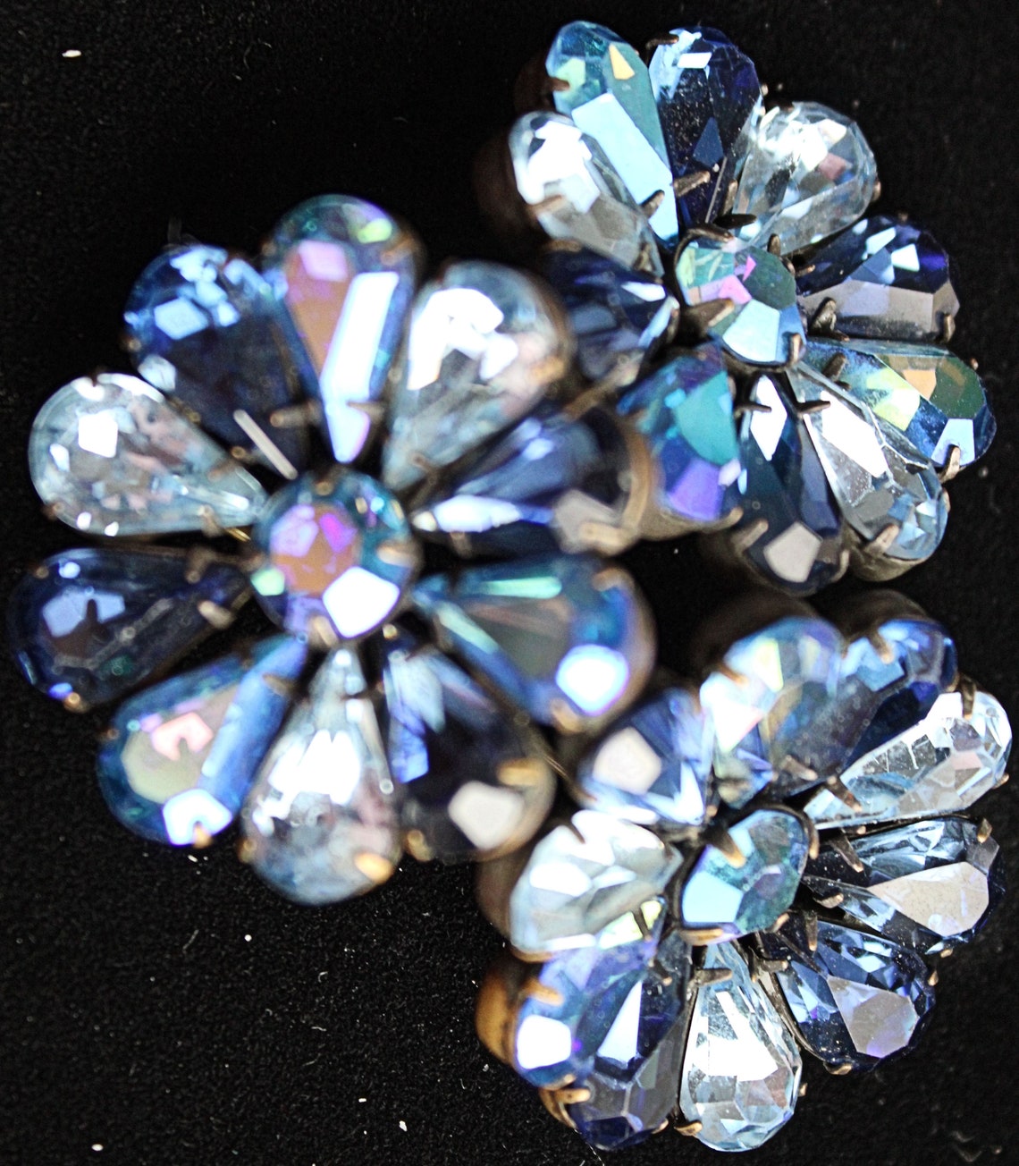 Vintage Signed Regency Jewels Triple Stone Blue Flowers Dimensional ...