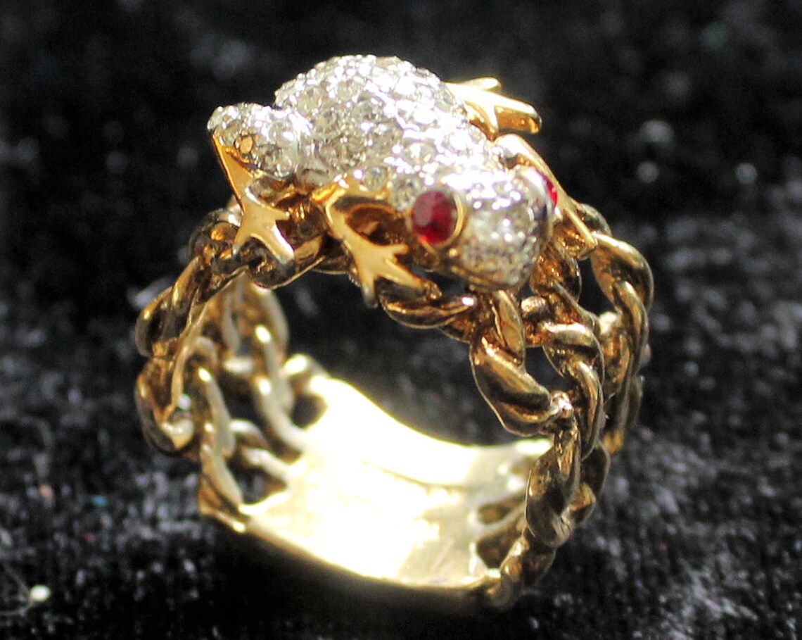 Stunning Panetta Gold Over Sterling Rhinestone Frog Ring - Etsy