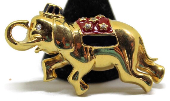 MONET Patriotic Elephant Brooch Pin - Gem