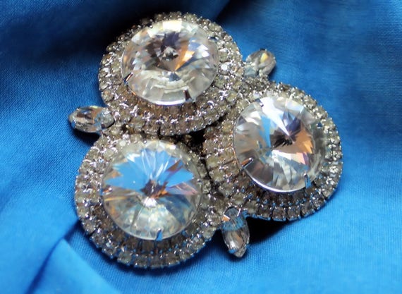 Impressive Vintage Rhinestone Brooch/Pin 1950 Bridal … - Gem