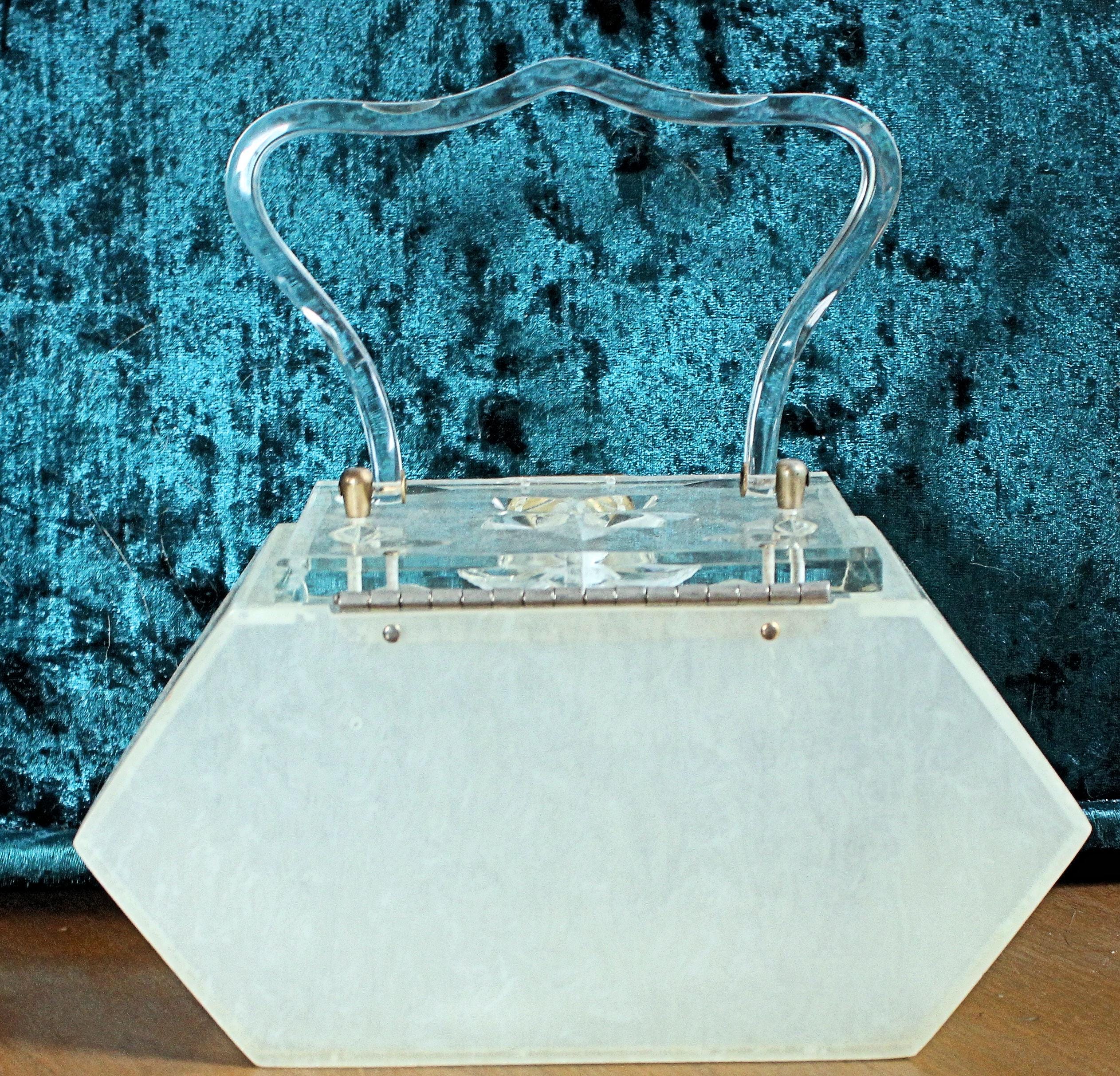Vintage Lucite Pearlized White Box Bag - Etsy