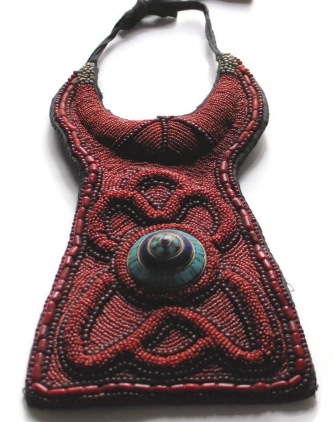 Vintage Beaded Breastplate: Nepal Coral, Turquoise, Carnelian, Lapis ...