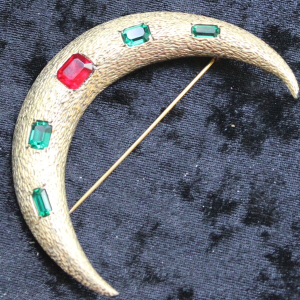 Crescent Moon Brooch - Etsy