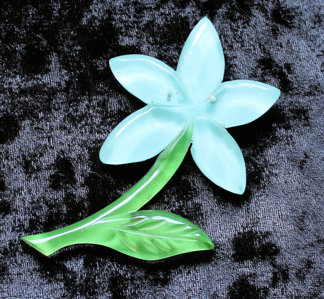 Vintage Large Lucite Acrylic Flower Brooch Reverse Painted - Etsy