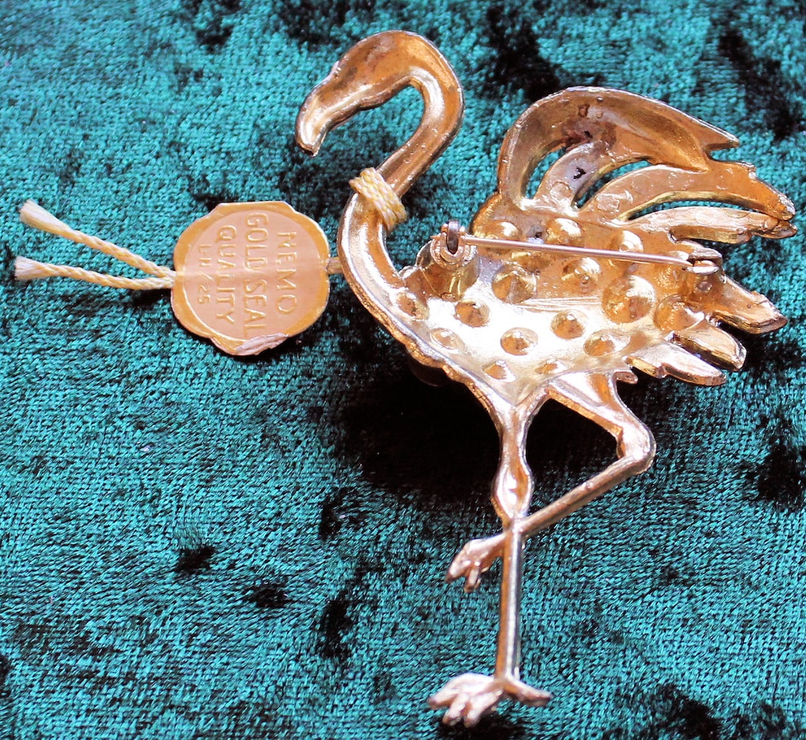 Big Vintage Flamingo Brooch /pin Art Deco Pot Metal Blue - Etsy